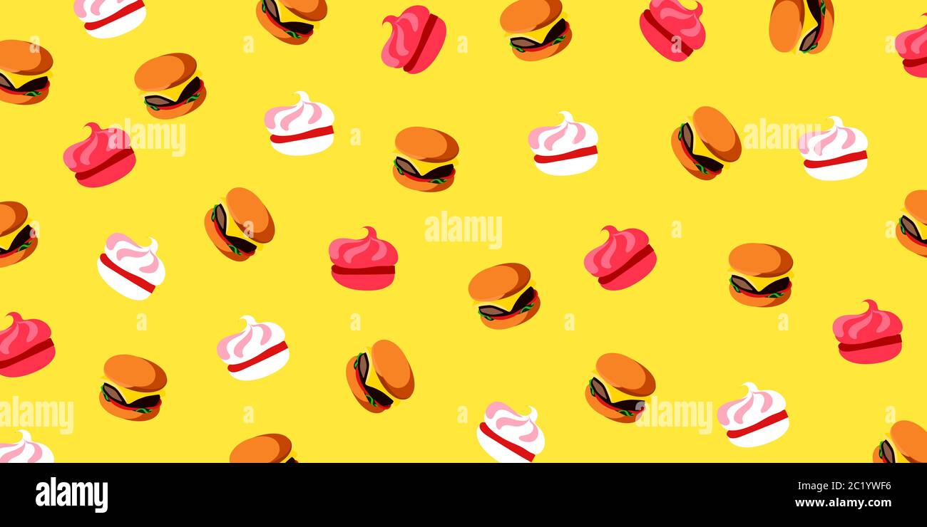 Cakes and sandwiches pattern. Vector illustration Stock Vector Image ...