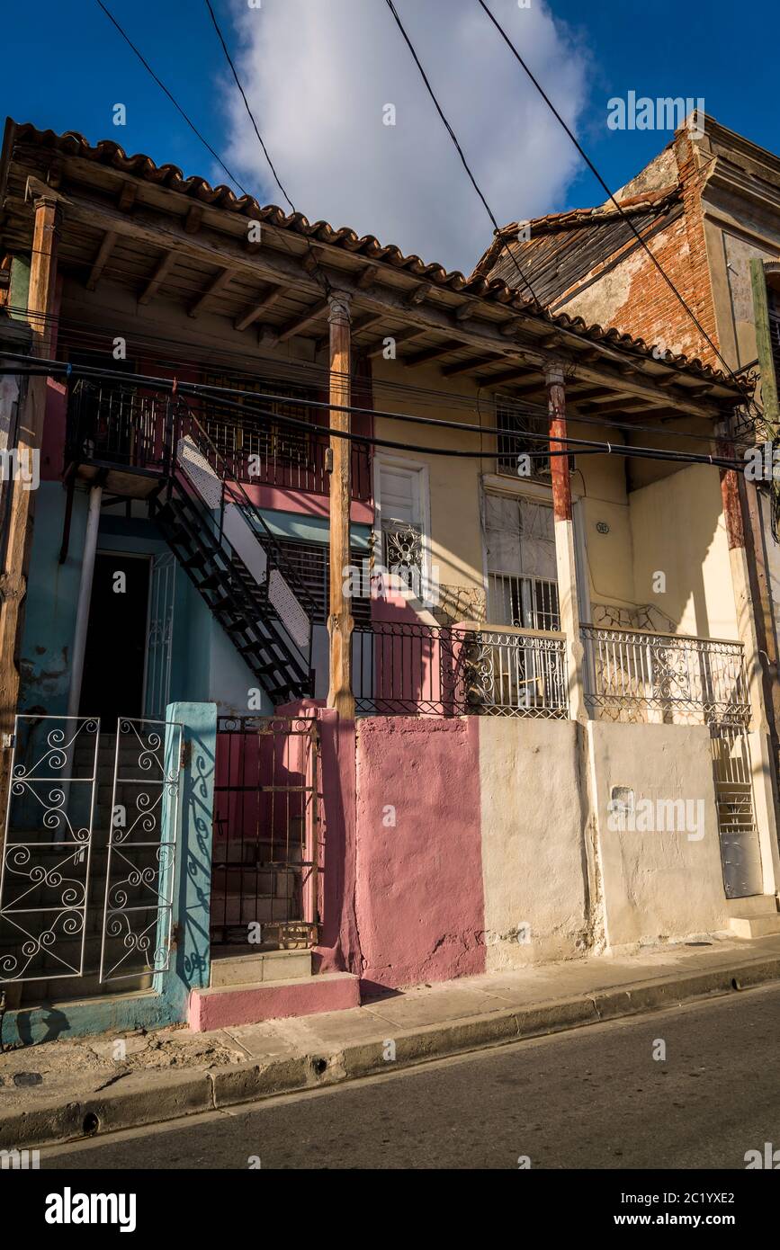 Old buildings in the colonial-era city centre, Santiago de Cuba, Cuba ...