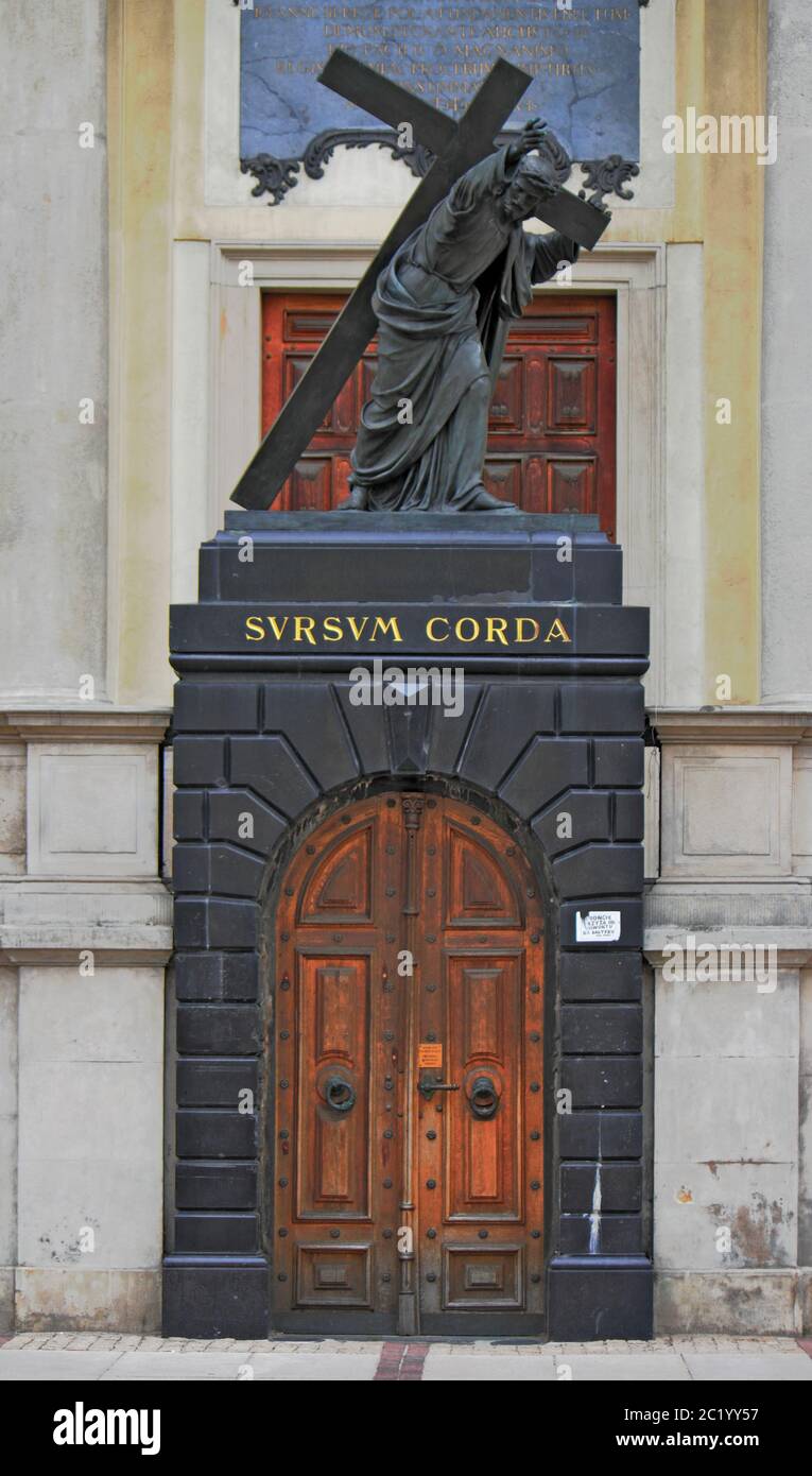 Christ figure with cross Stock Photo - Alamy