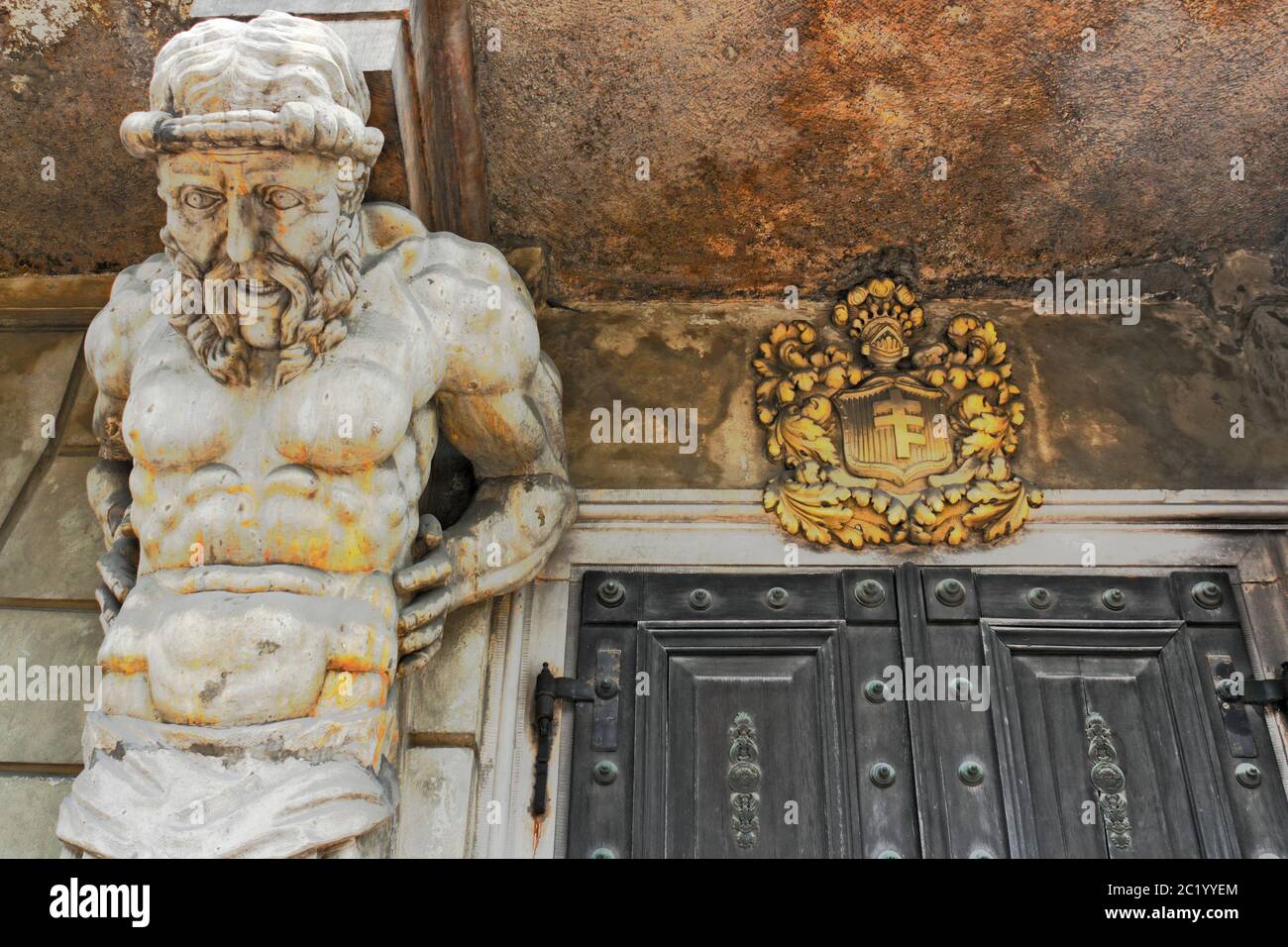 Hercules and coats of arms Stock Photo - Alamy