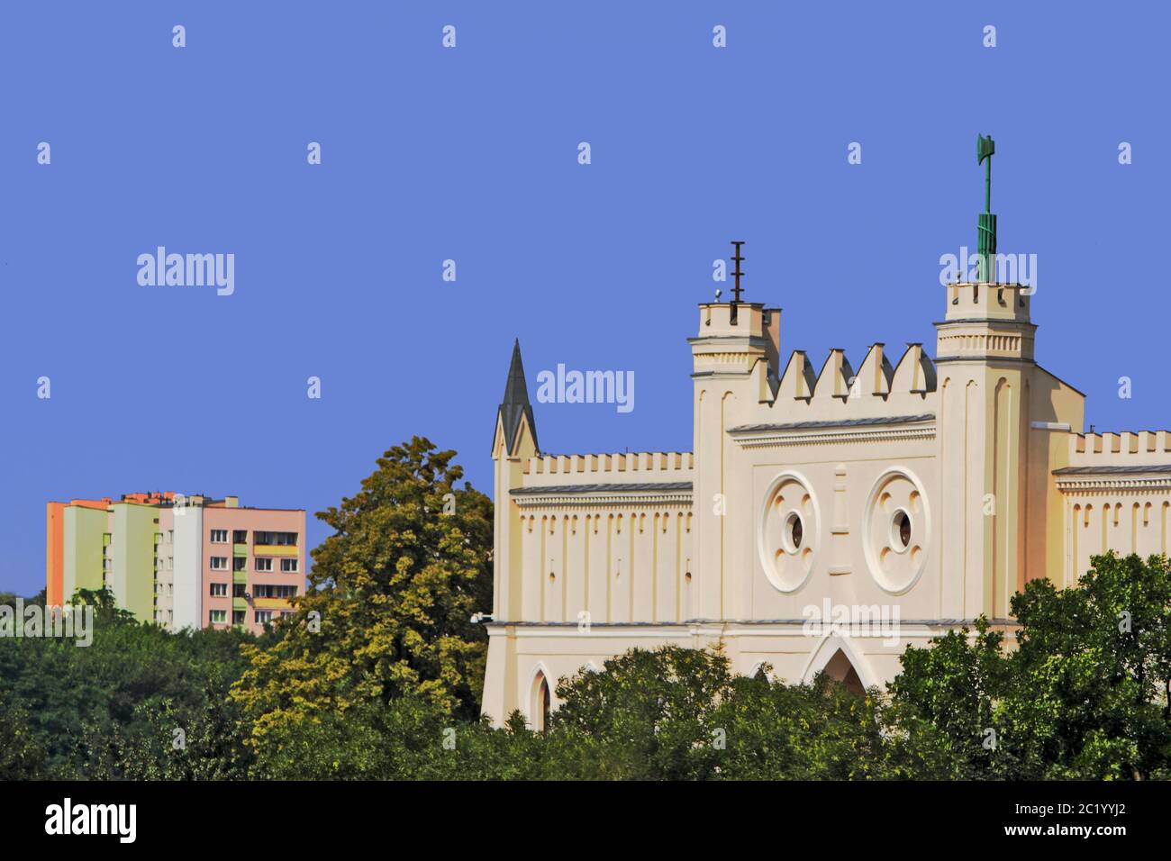 Castle and prefabricated building Stock Photo - Alamy