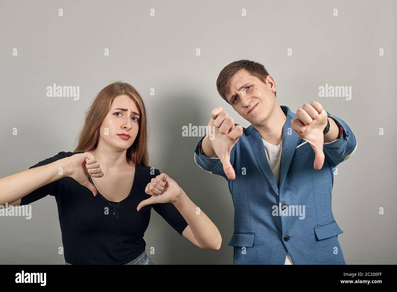 Human hand thumb down, no okay sign, angry face, negative gesture ...