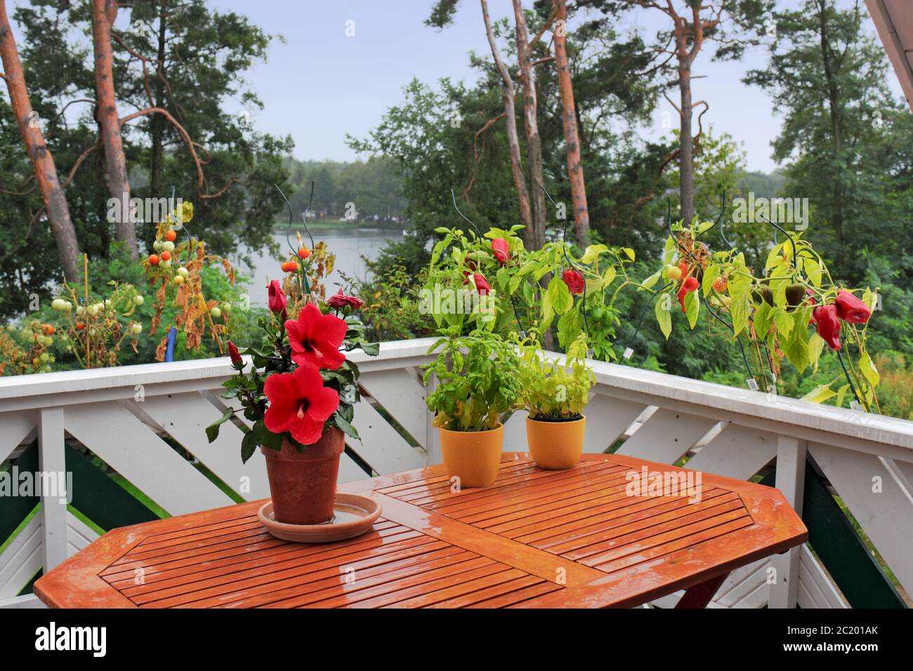Balcony in the rain Stock Photo - Alamy