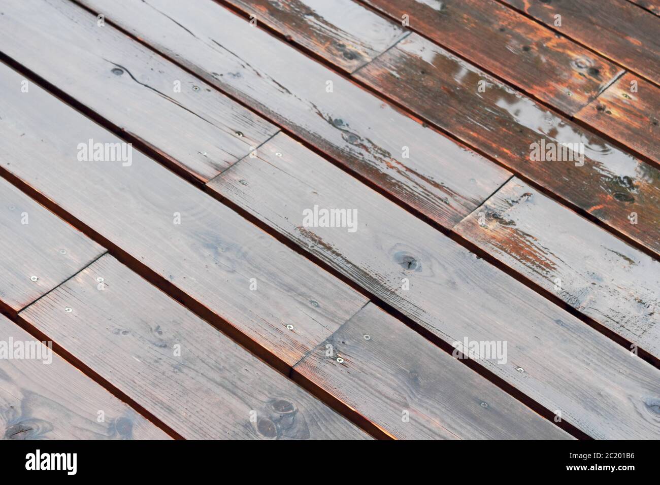 Wet wooden boards Stock Photo - Alamy