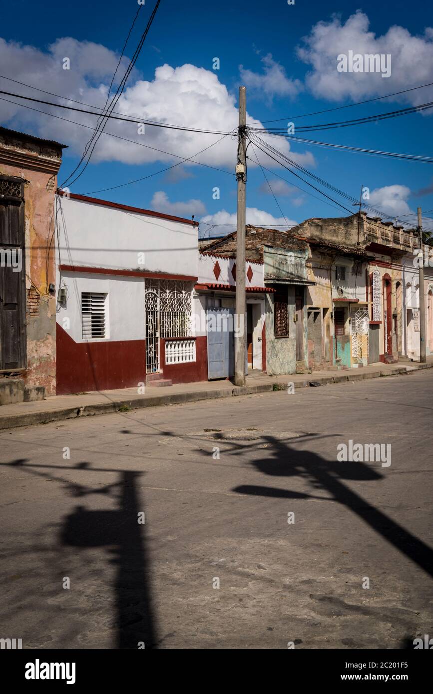 Street in the poor working class neighbourhood, Santa Clara, Cuba Stock ...