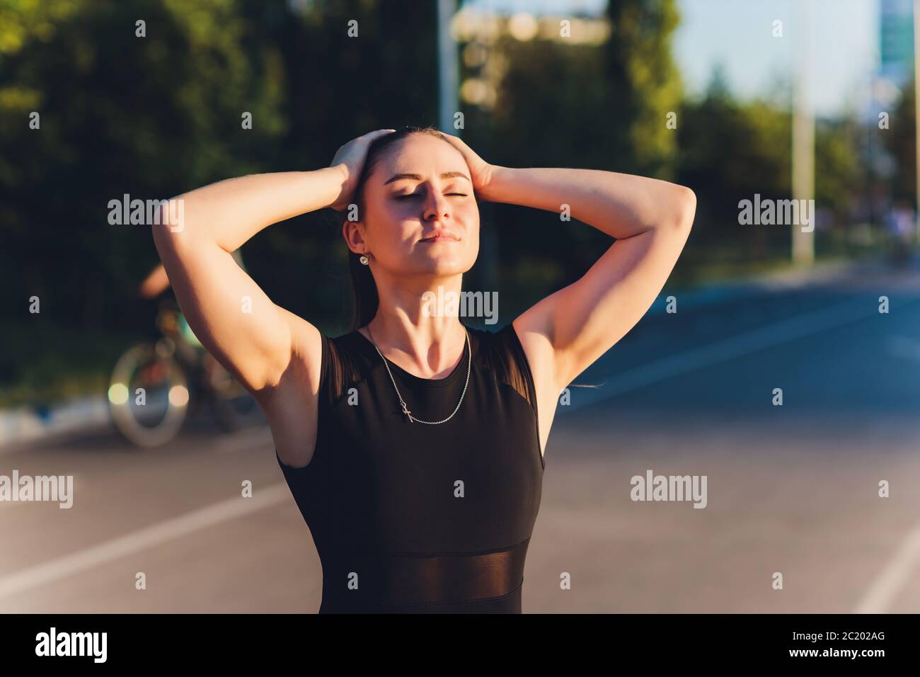 Tired runner sweating after running hard in countryside road. Exhausted ...