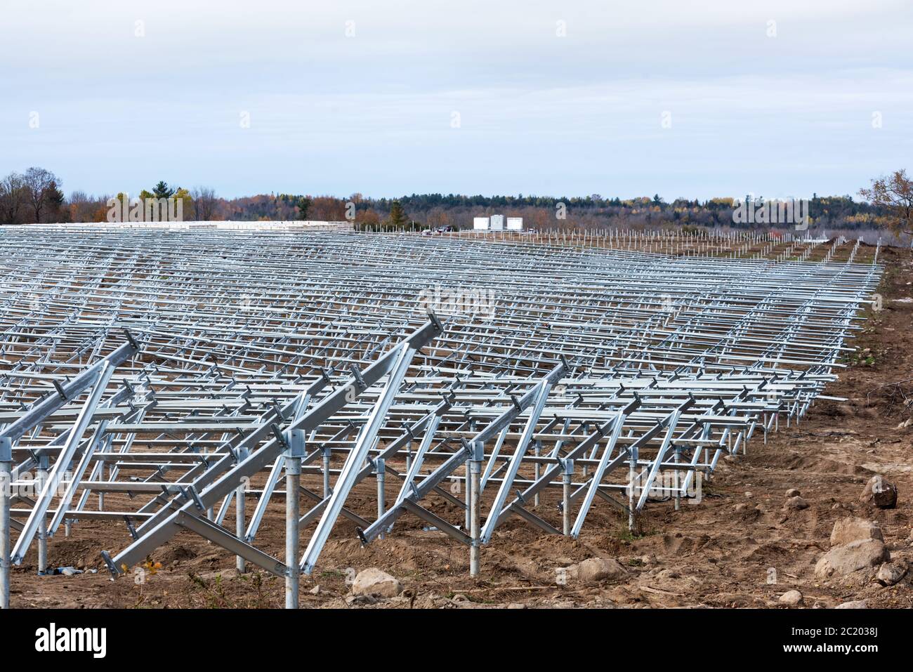 Solar Farm under construction with racks ready for solar panels to be ...