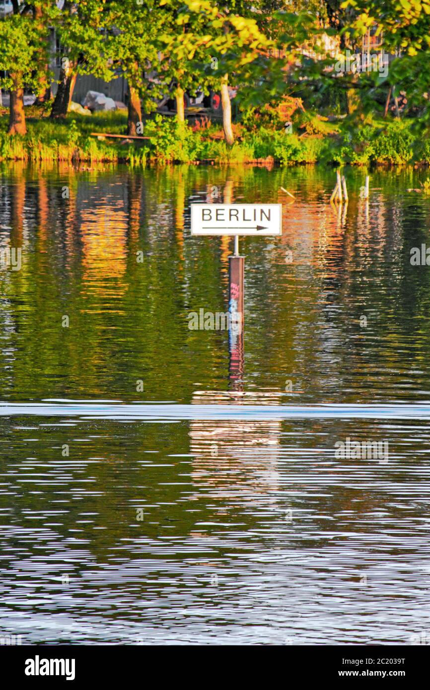 Berlin sign in the water Stock Photo - Alamy
