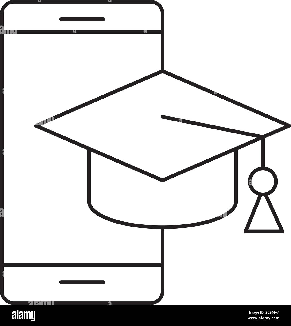 smartphone with graduation cap silhouette style icon design, Education ...