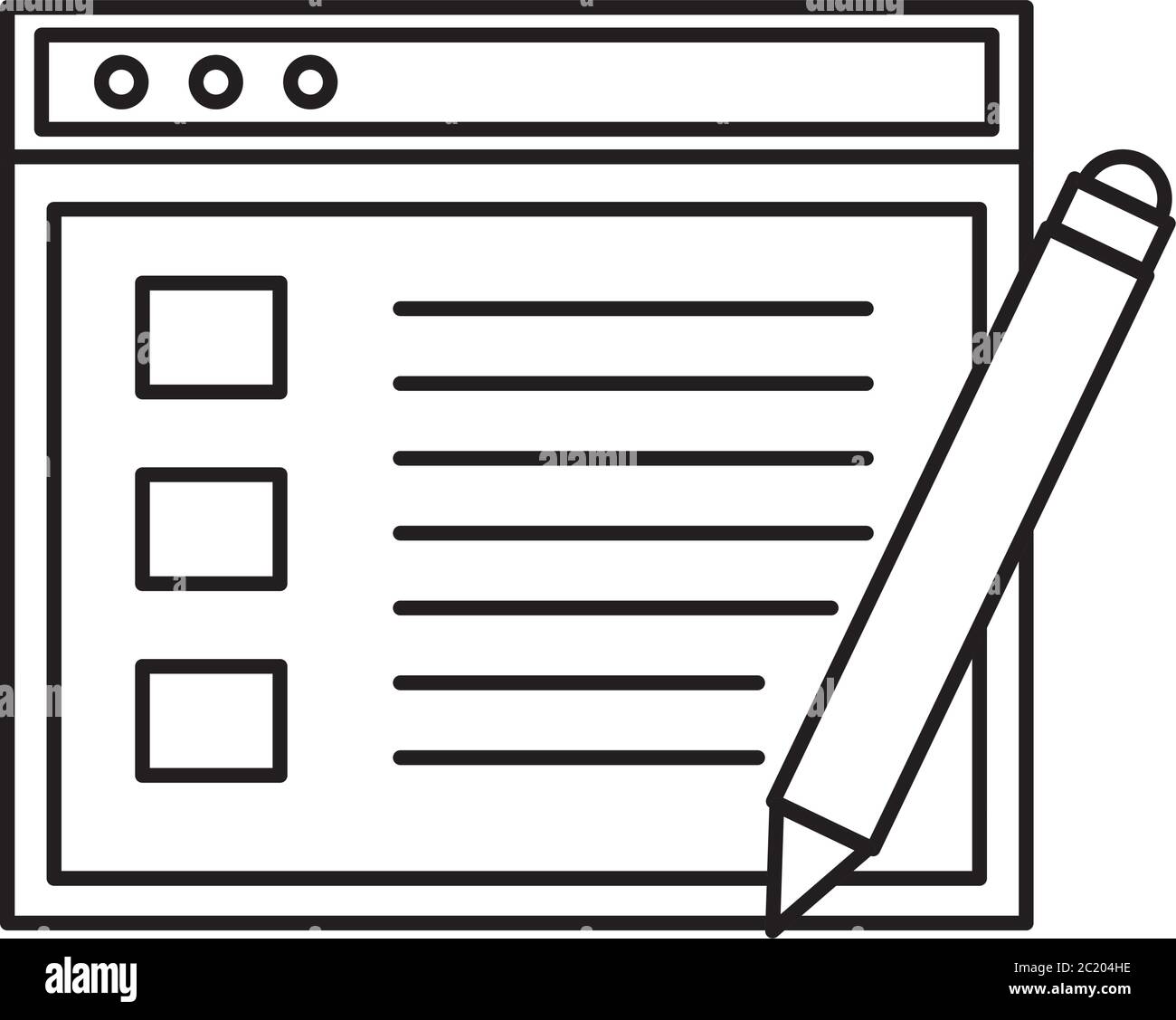 Website page with pencil silhouette style icon design, Technology ...