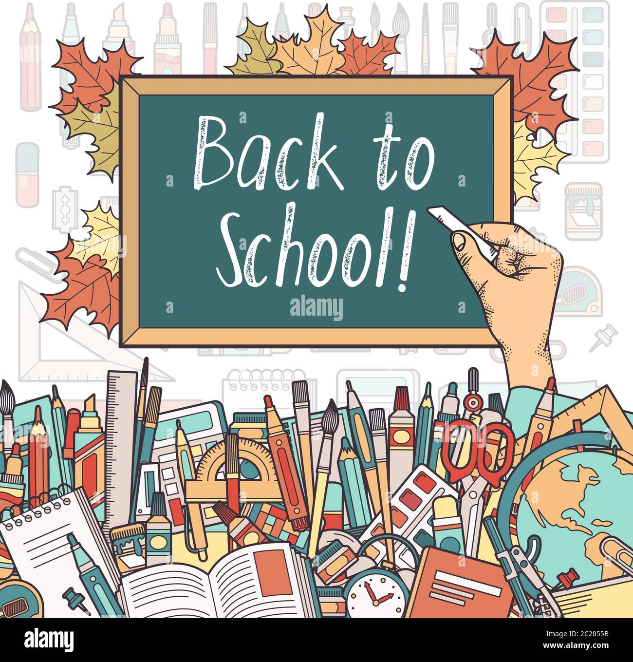 School supplies set hand Stock Vector Images - Alamy
