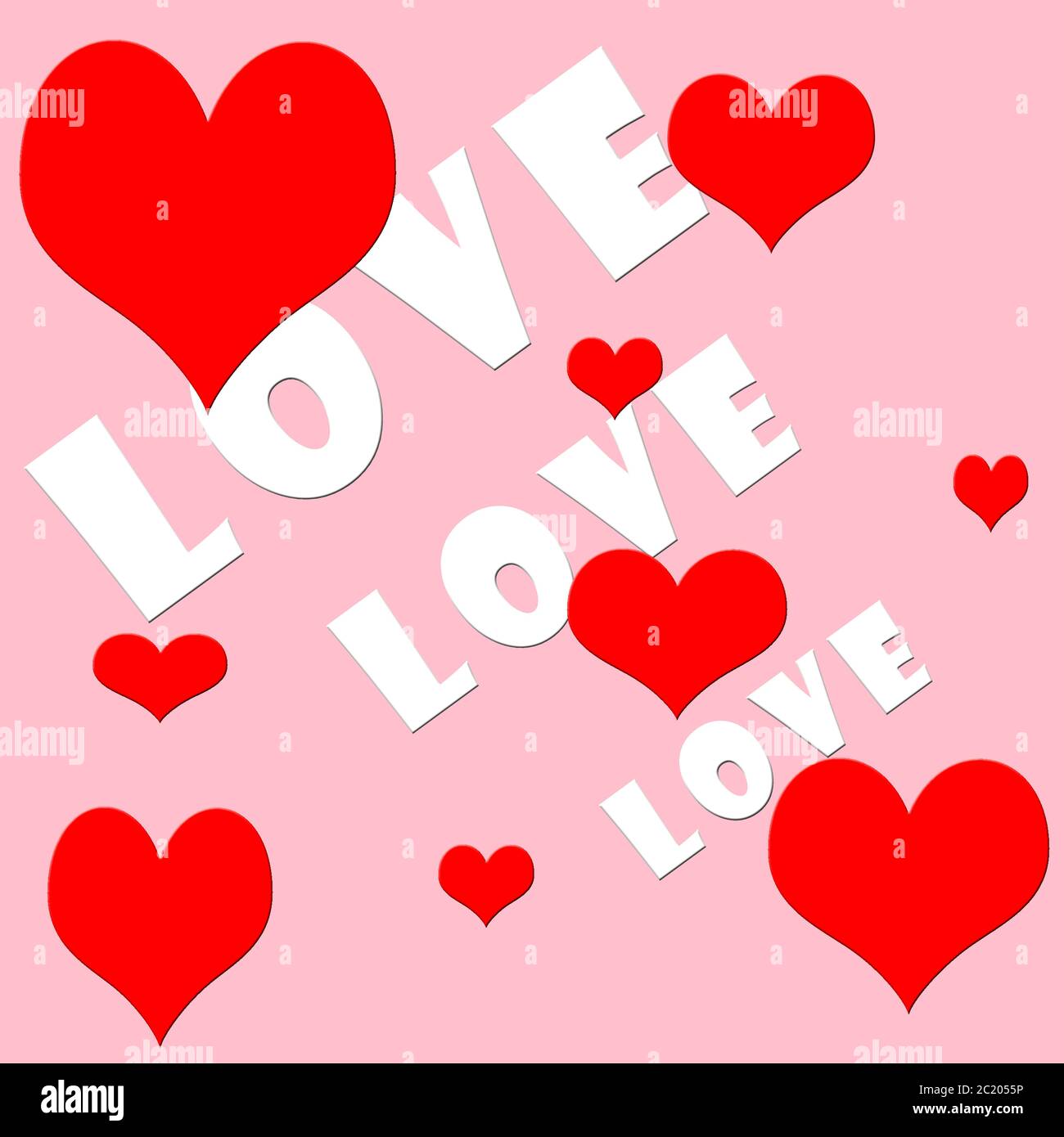 Valentines Illustration suitable for card, red love hearts and Love ...