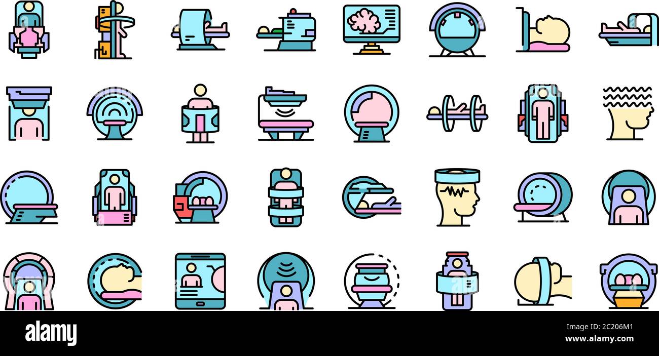 Magnetic resonance imaging icons set line color vector Stock Vector ...