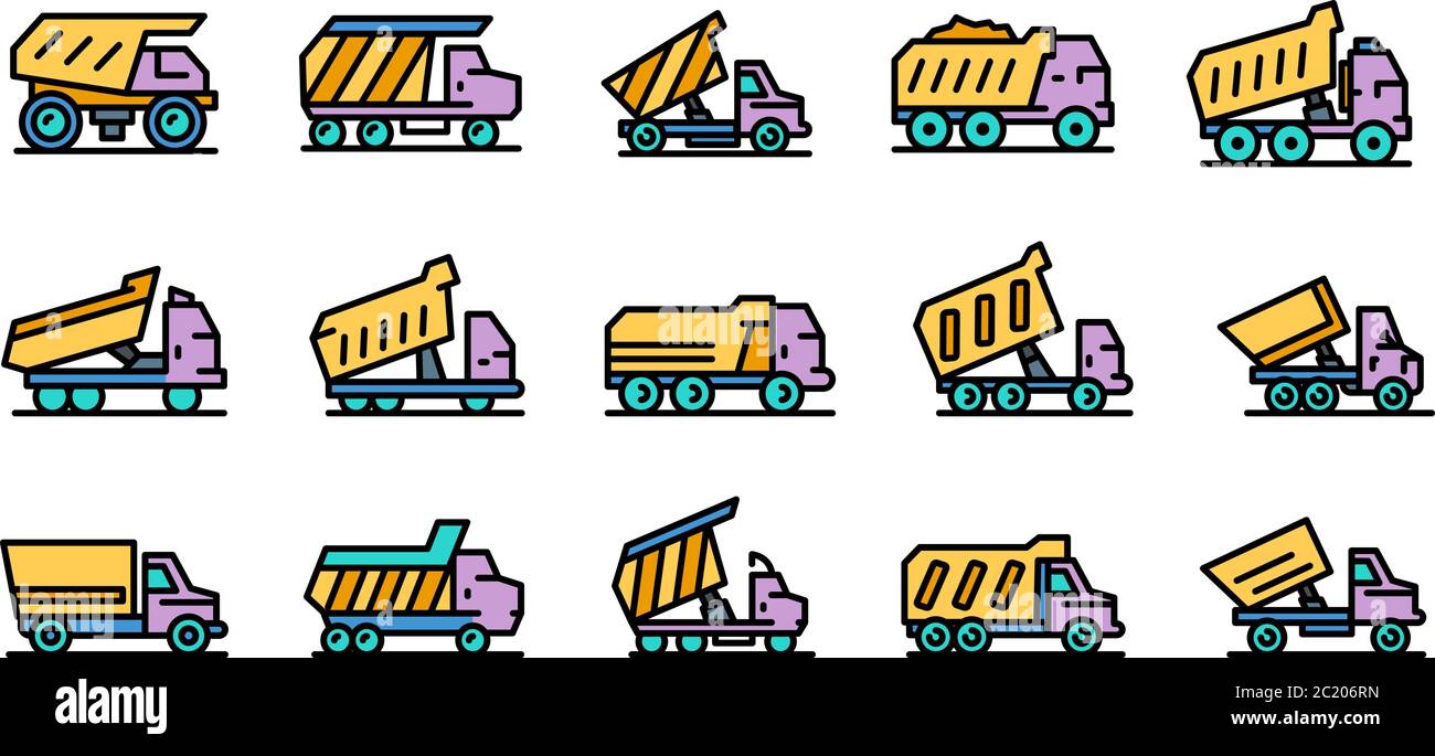 Tipper icons set line color vector Stock Vector Image & Art - Alamy