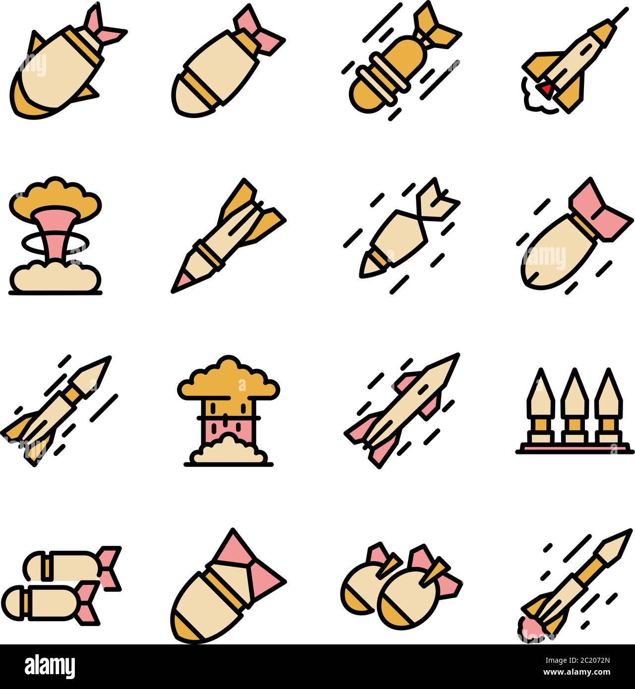 Missile attack icons set line color vector Stock Vector Image & Art - Alamy