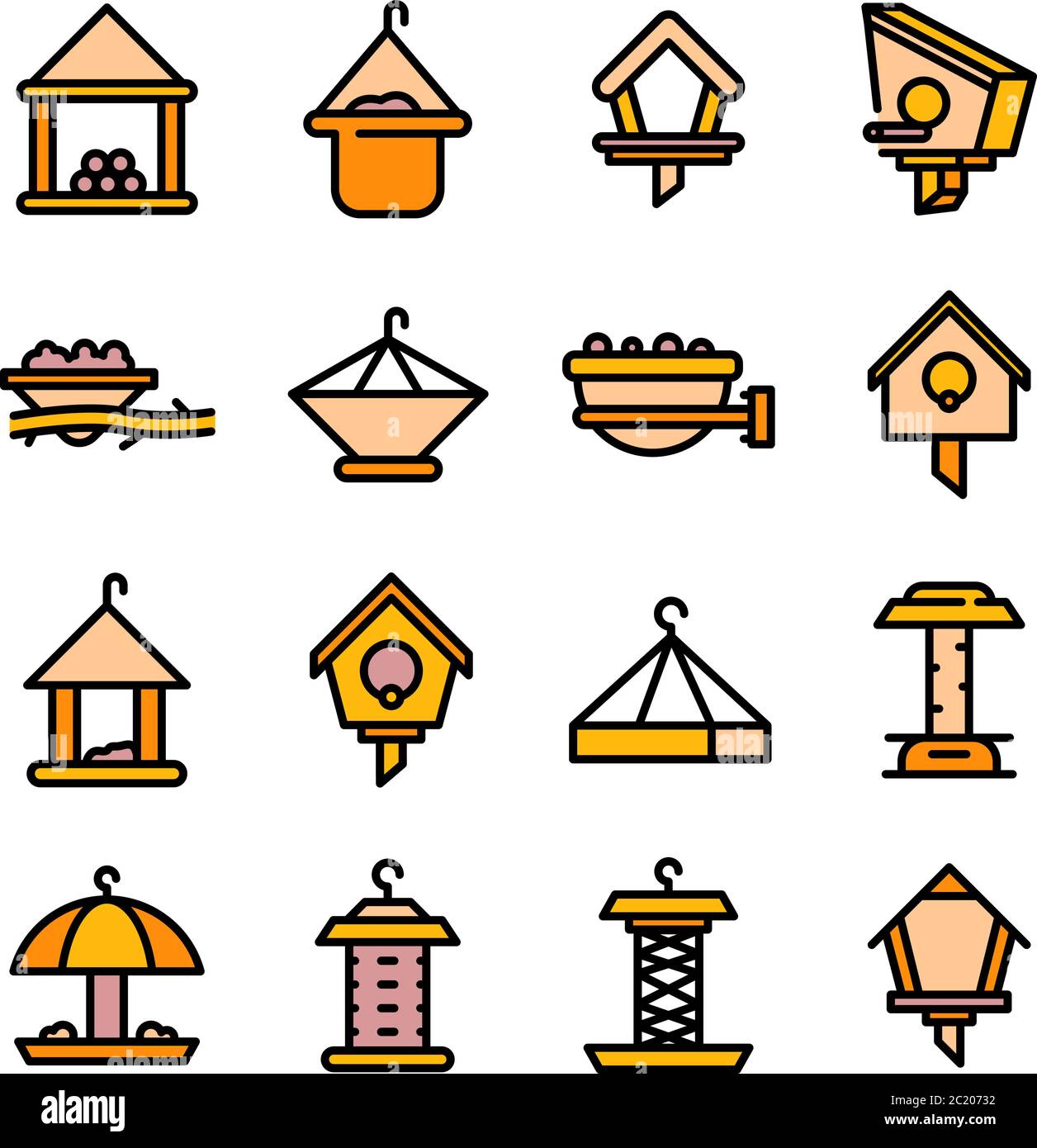 Bird feeders icons set line color vector Stock Vector Image & Art - Alamy