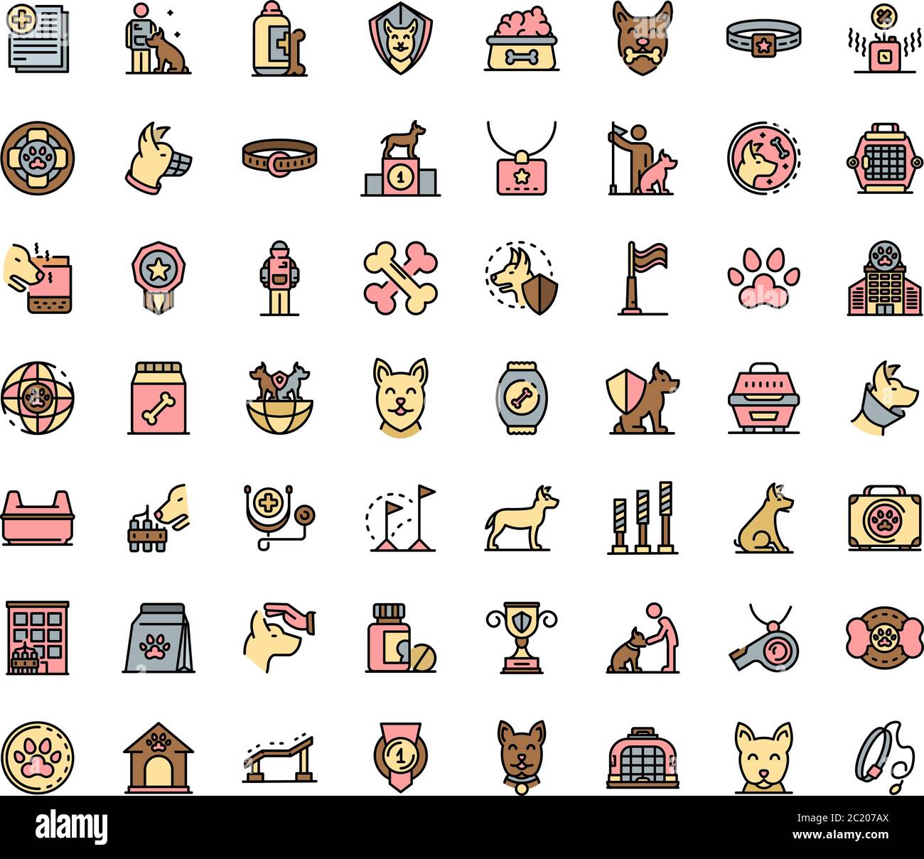 Dog handler icons set line color vector Stock Vector Image & Art - Alamy