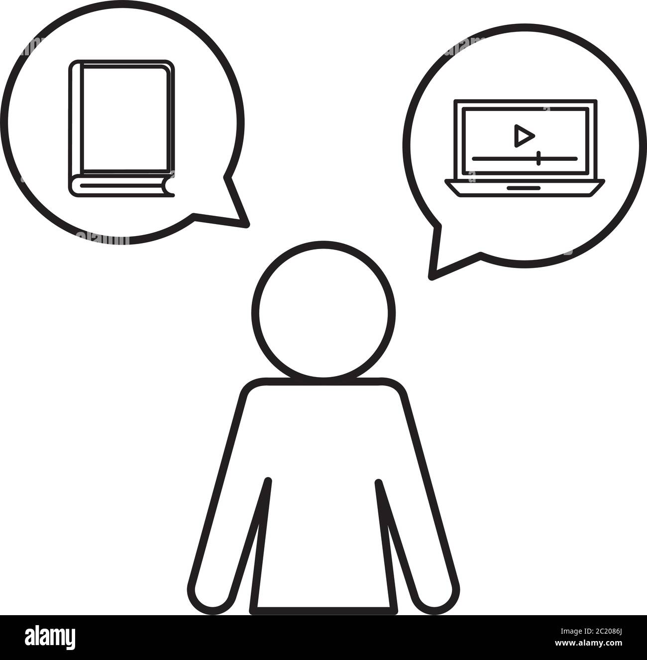 avatar with ebook and laptop silhouette style icon design, Education ...