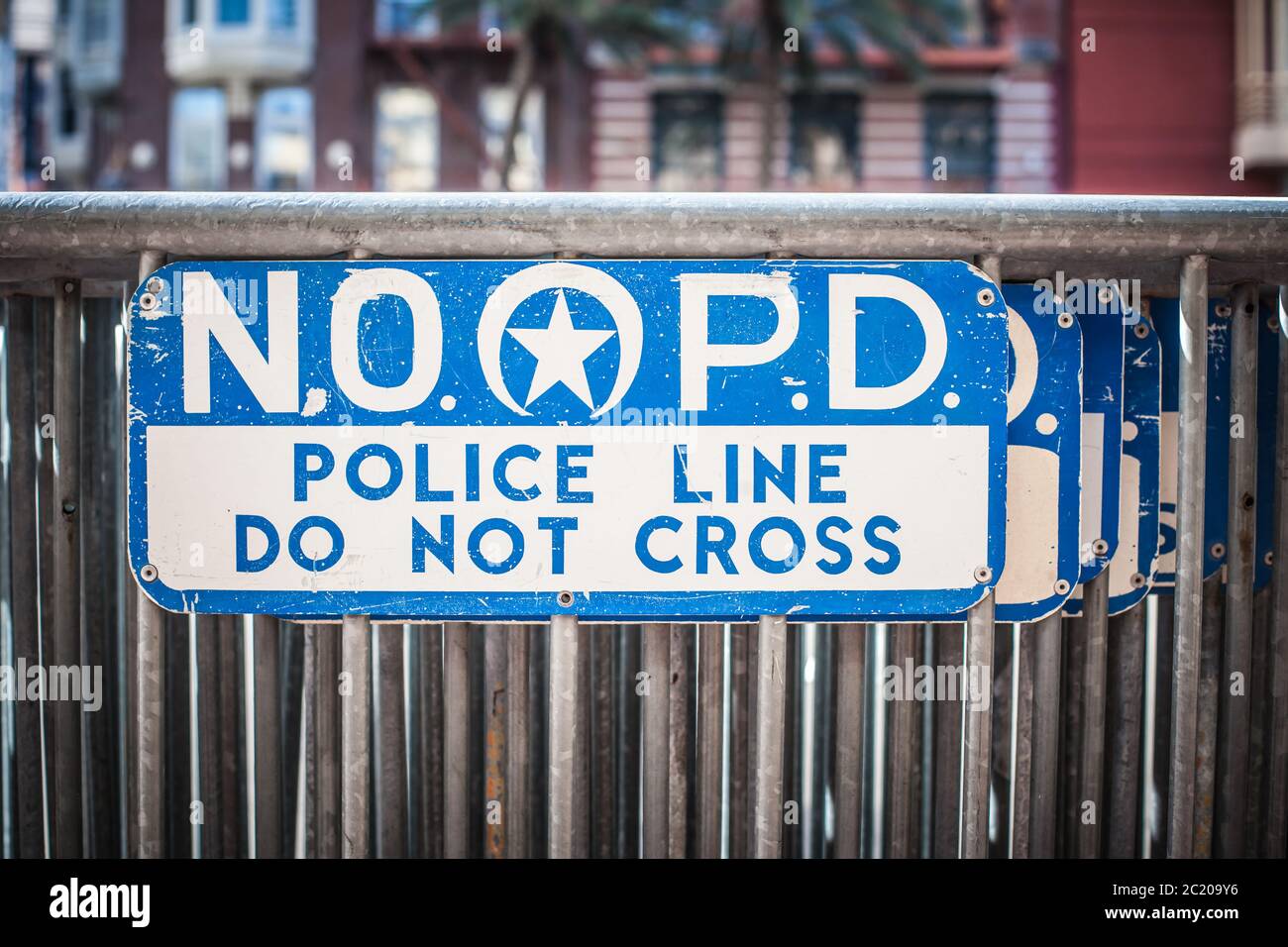 Police Barriers in New Orleans USA Stock Photo - Alamy