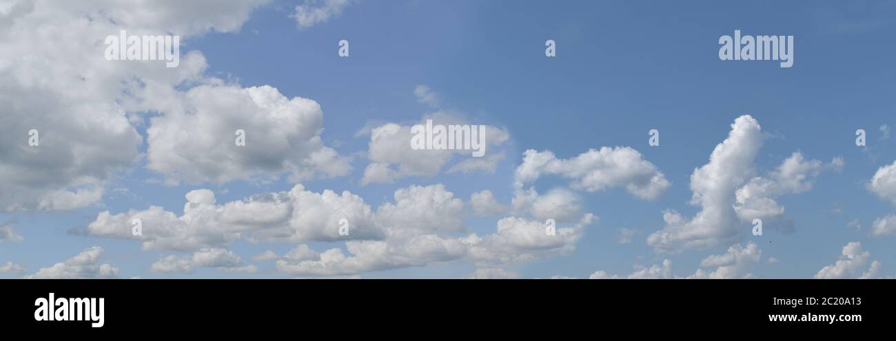 panoramic blue sky background with white clouds Stock Photo - Alamy