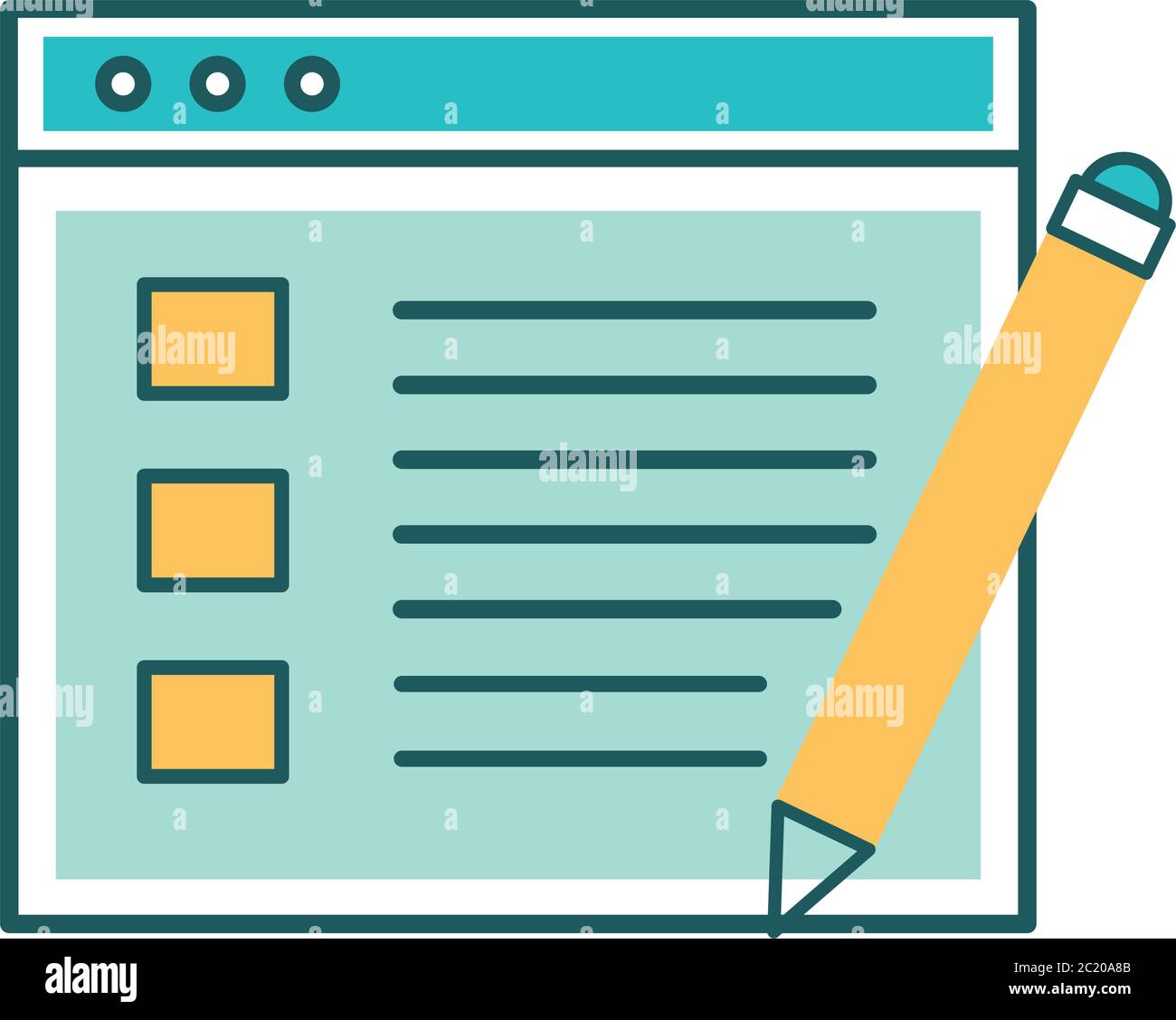 Website page with pencil line and fill style icon design, Technology ...