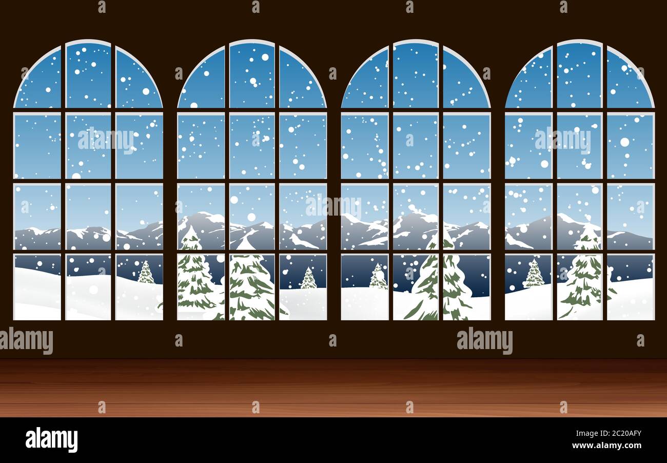 Snowfall outside window Stock Vector Images - Alamy