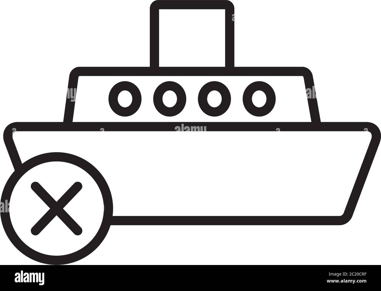 banned cruises symbol, wrong and cruise icon over white background ...