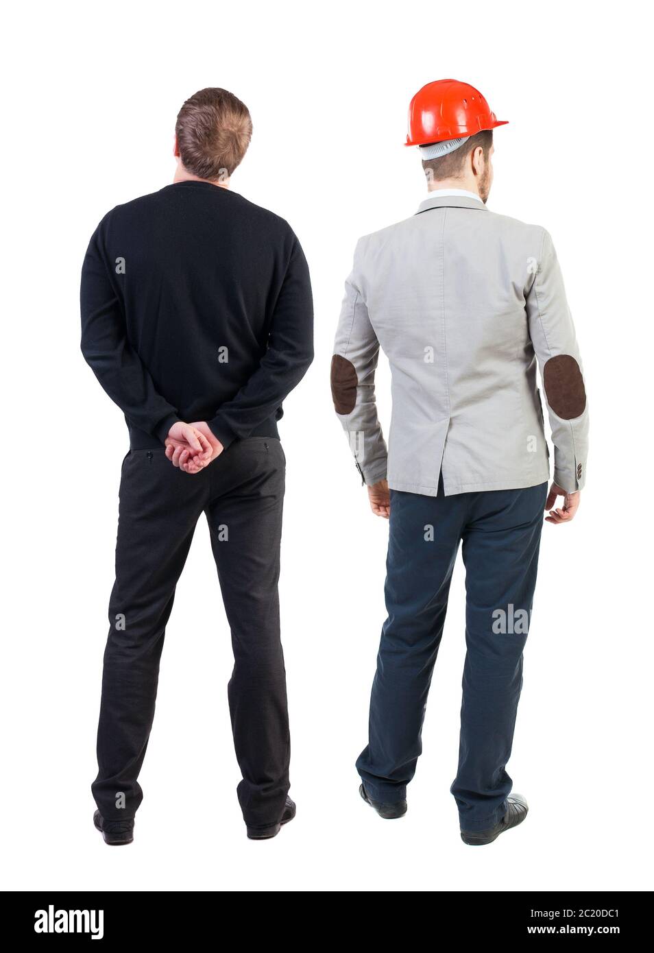 Back view of two business man in suit. Business team. Rear view people ...
