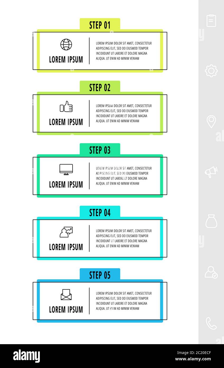 Vector infographics design template with label. Five steps. Modern line concept can be used for ...
