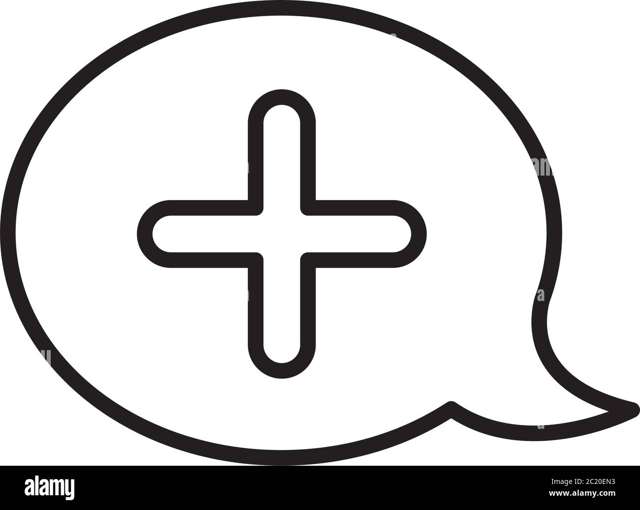 speech bubble with medical cross icon over white background, line style ...