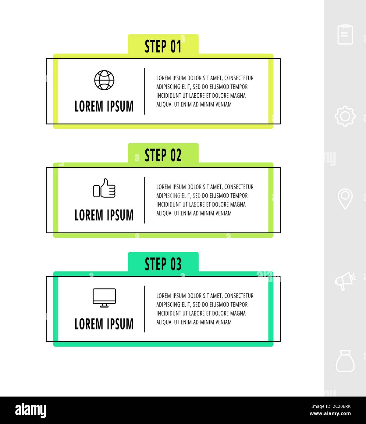 Vector infographics design template with label. Three steps. Modern line concept can be used for ...