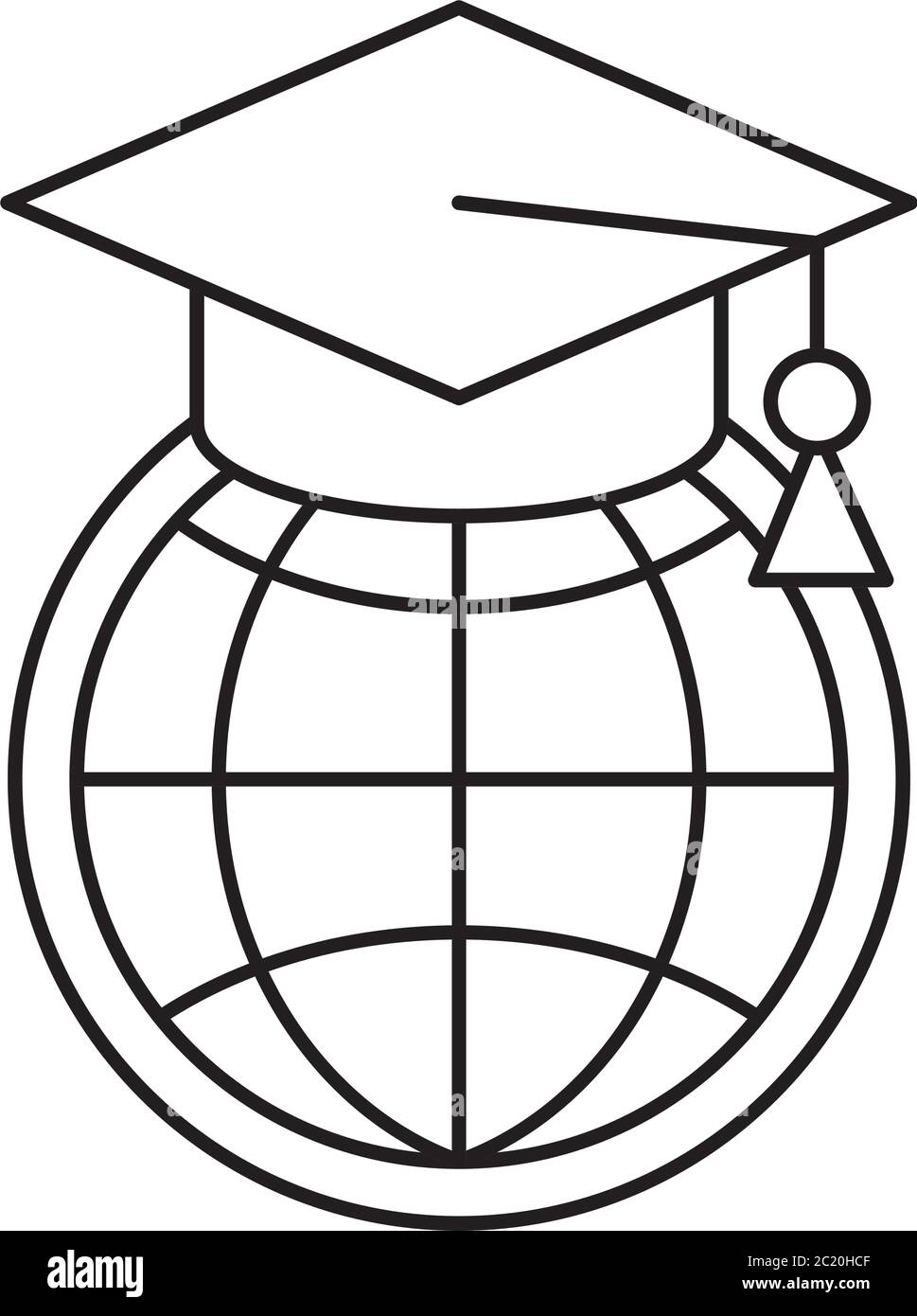 global sphere with graduation cap silhouette style icon design ...