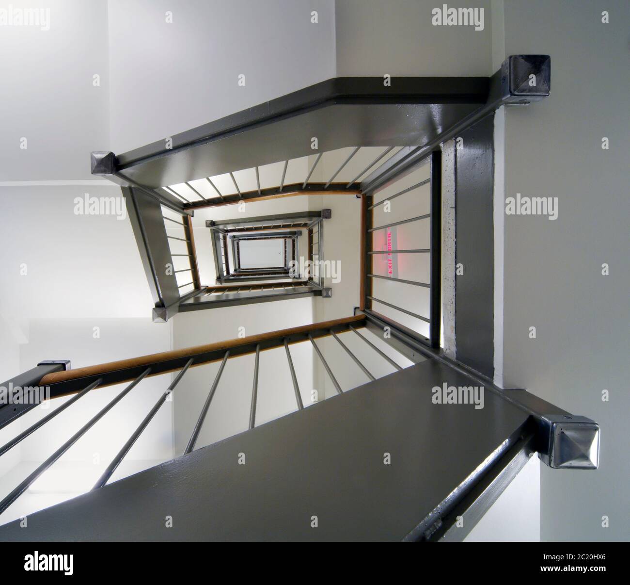Wide angle view looking up a staircase Stock Photo - Alamy