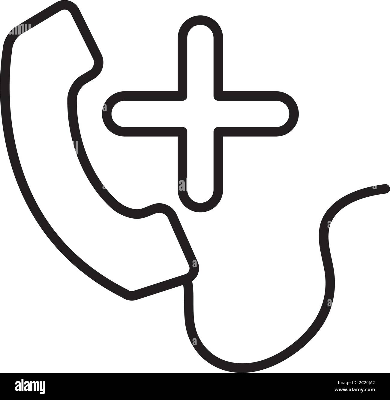emergency call concept, phone with medical cross icon over white ...