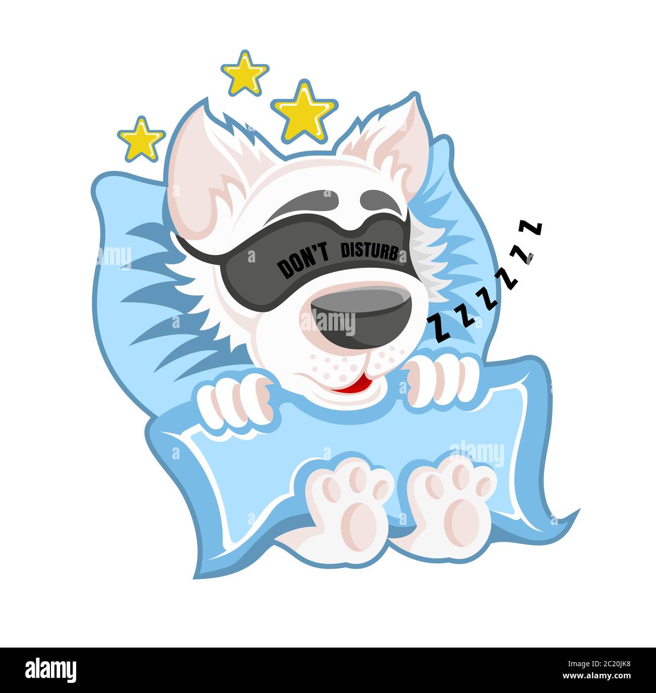 Character dog in the bed sleeping and snoring with blindfellen in ...