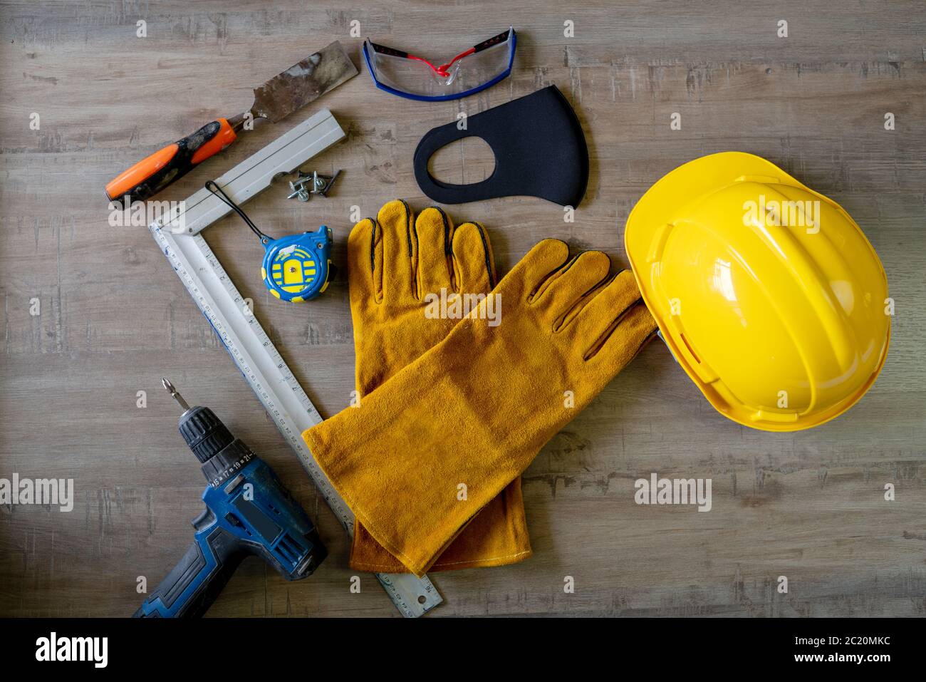 Mechanic tool equipment top view Stock Photo - Alamy