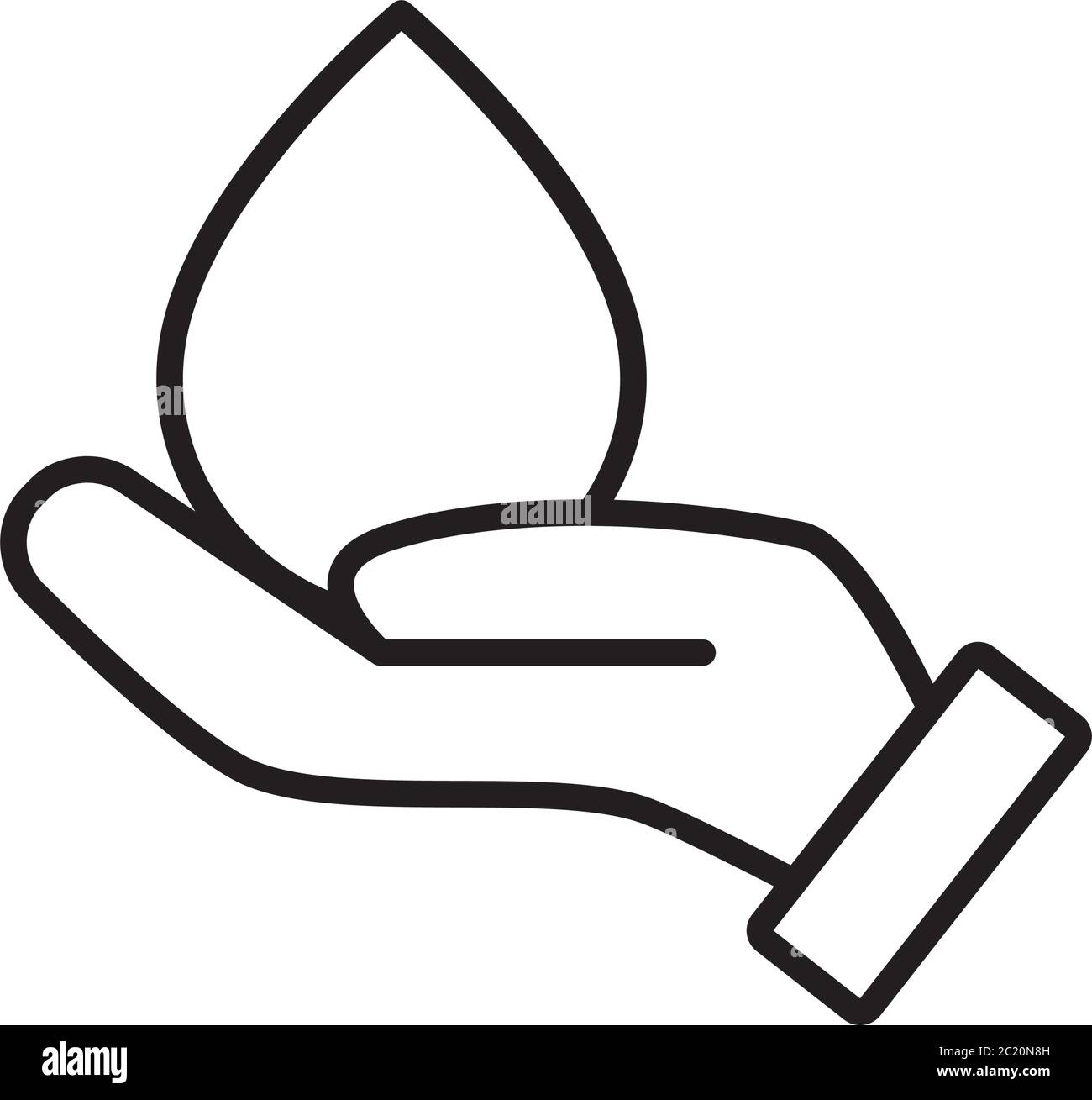 hand with water drop icon over white background, line style, vector ...