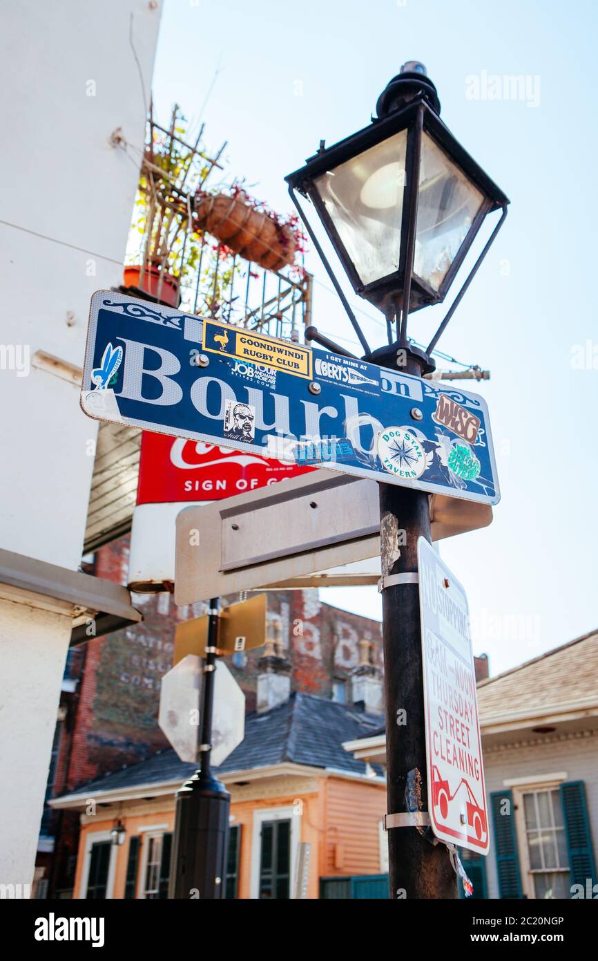 Bourbon street sign mardi gras hi-res stock photography and images - Alamy