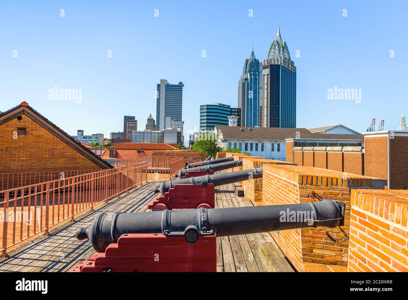 Mobile, Alabama, USA skyline and fort Stock Photo - Alamy