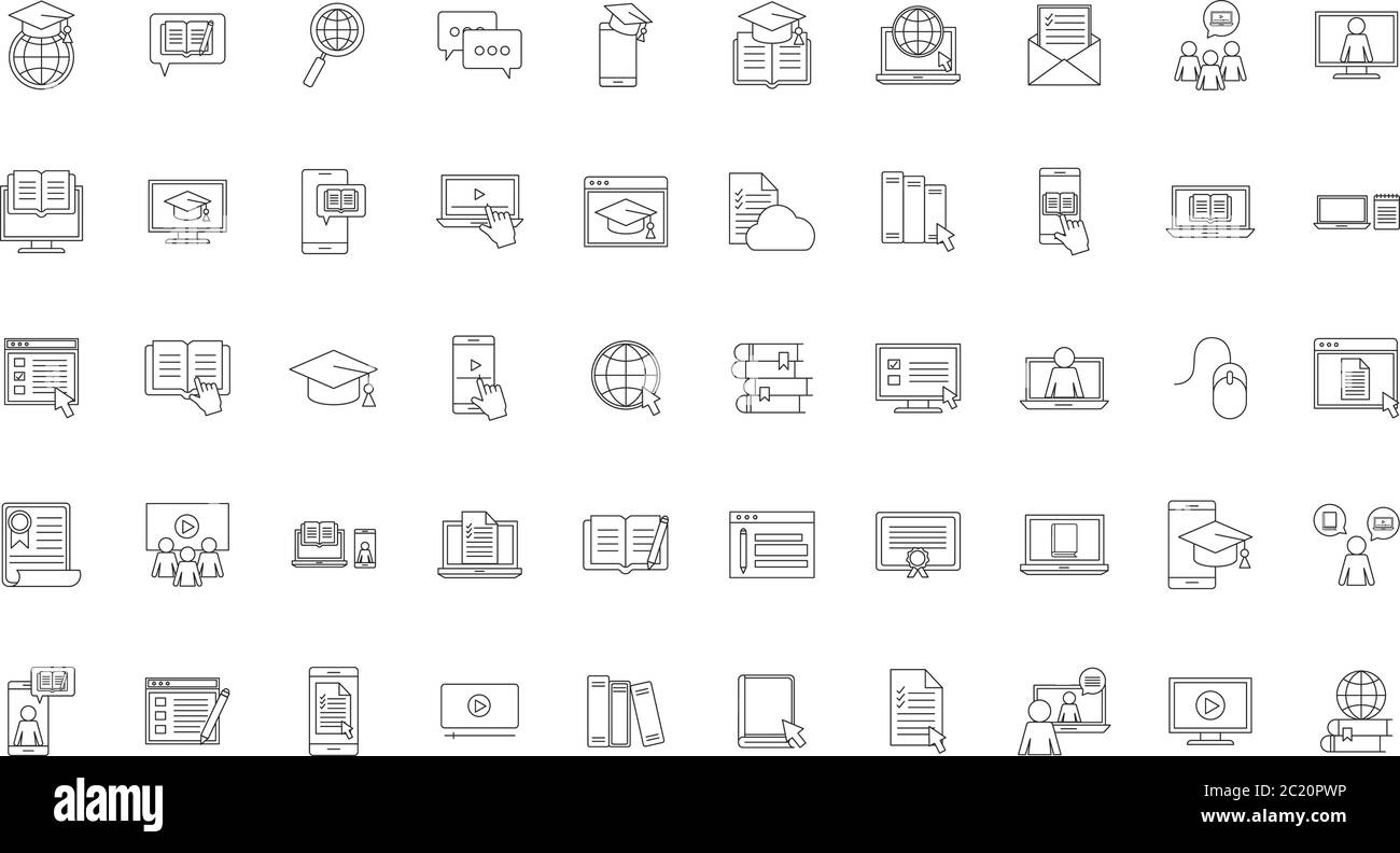 silhouette style icon set design, Education online and elearning theme ...