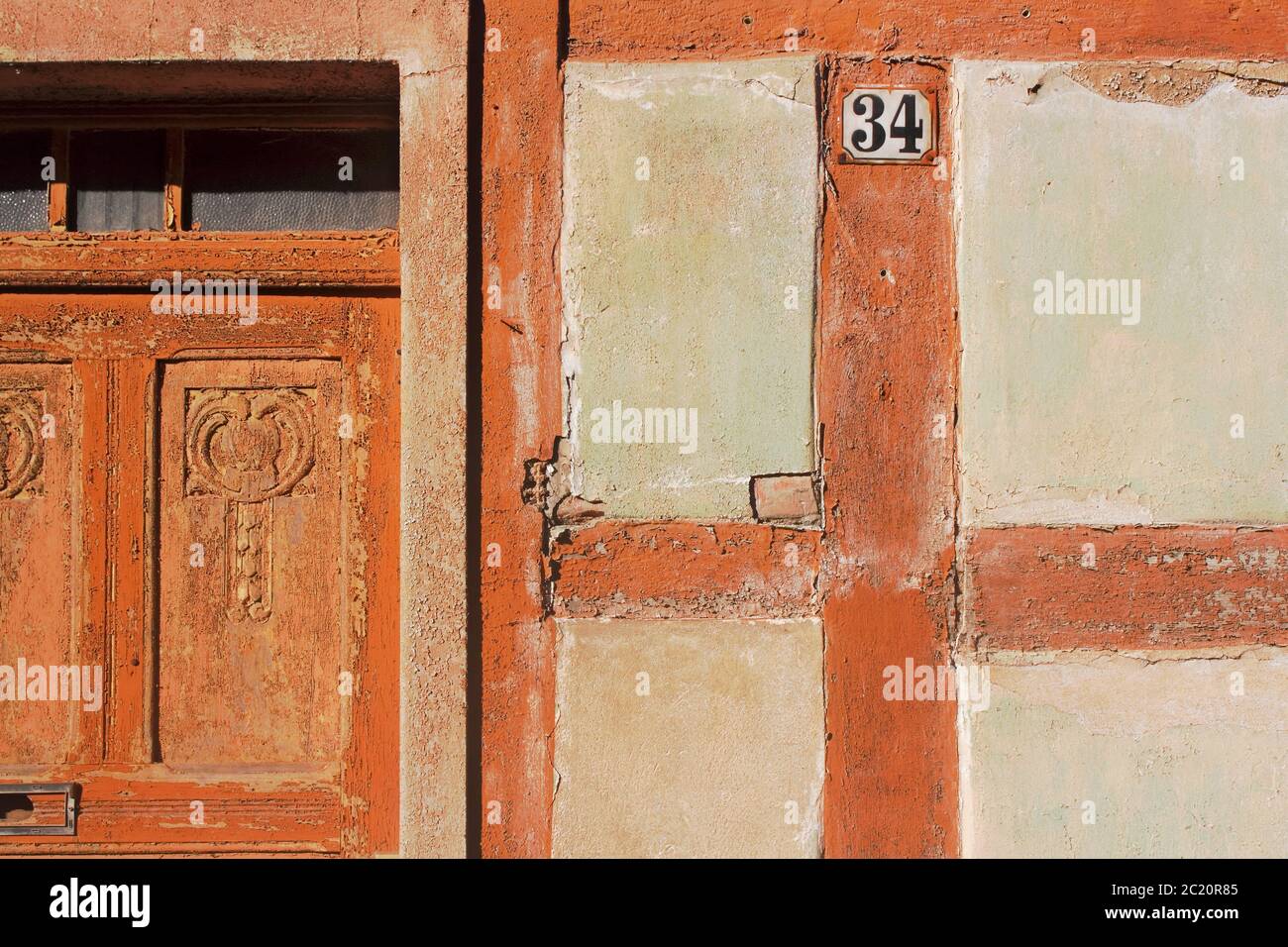 Old front door with number Stock Photo - Alamy