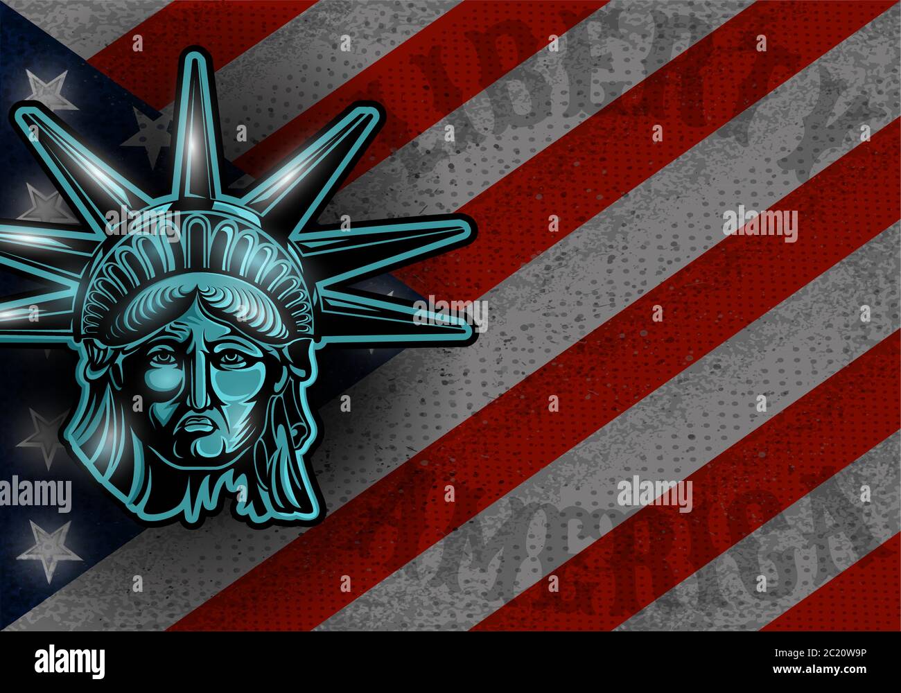 Statue of liberty on American flag background. Independence day ...