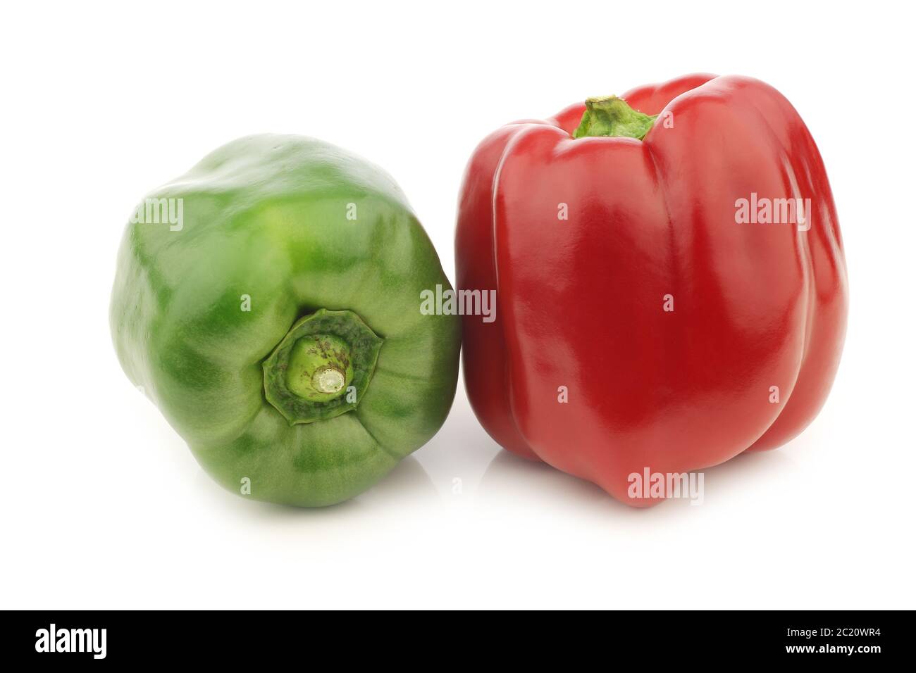 red and green bell pepper (capsicum) on a white background Stock Photo ...