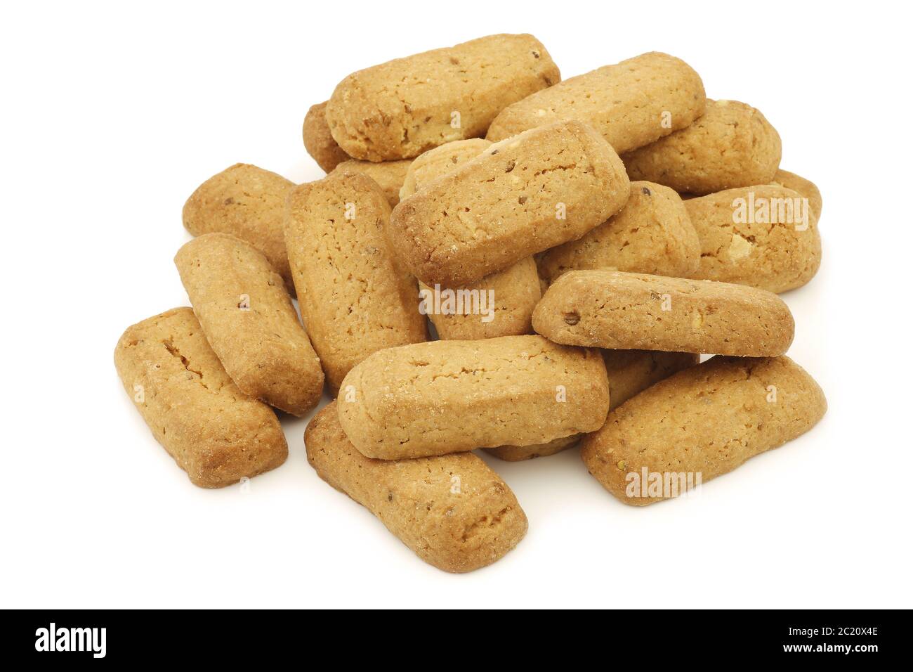 traditional Dutch cookies(Friesland) called "Fryske dumkes" on a white ...