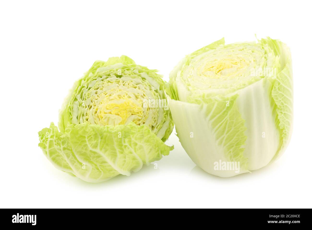 fresh cut chinese cabbages on a white background Stock Photo - Alamy