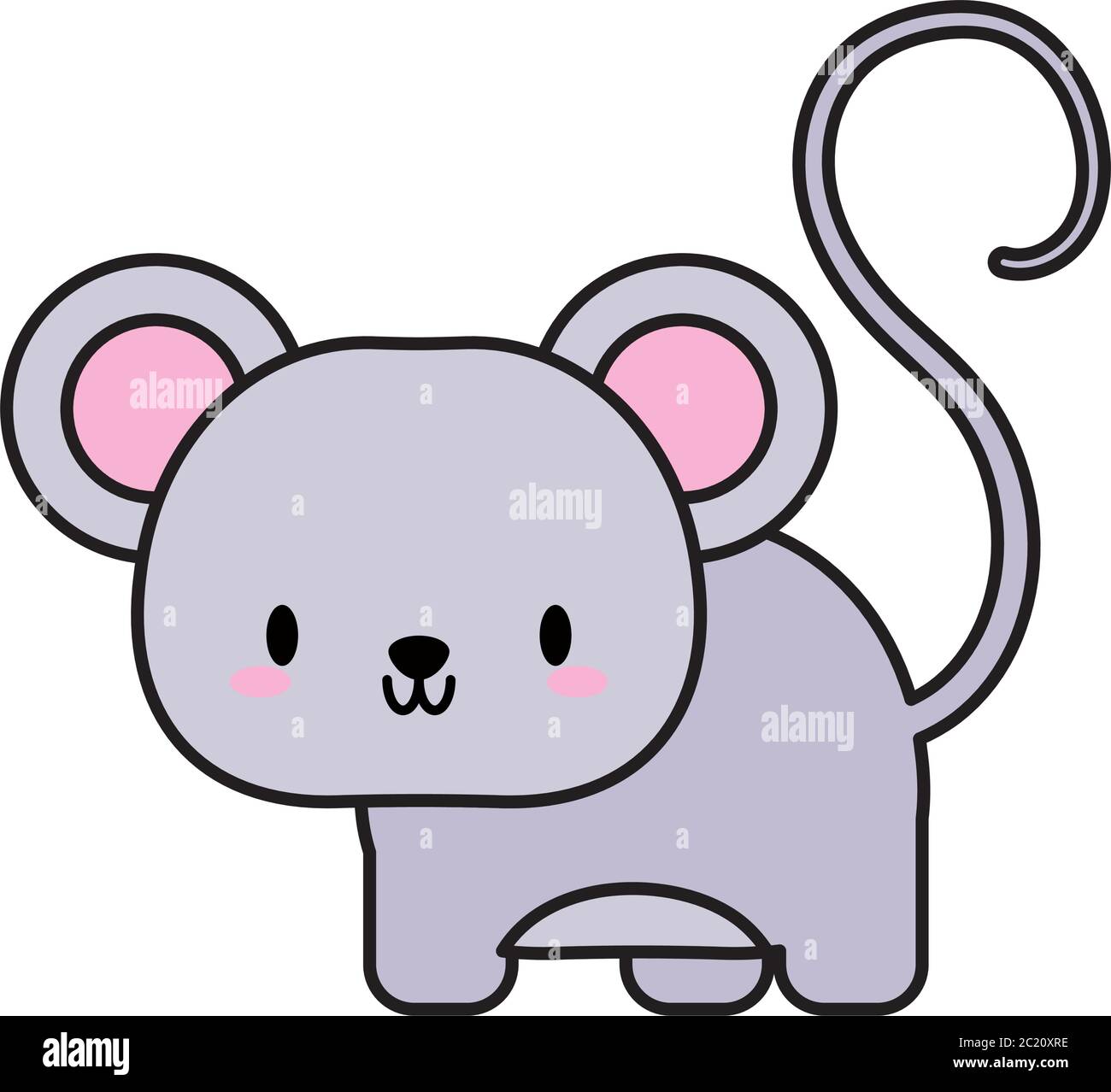 cute mouse kawaii, line and fill style icon vector illustration design ...