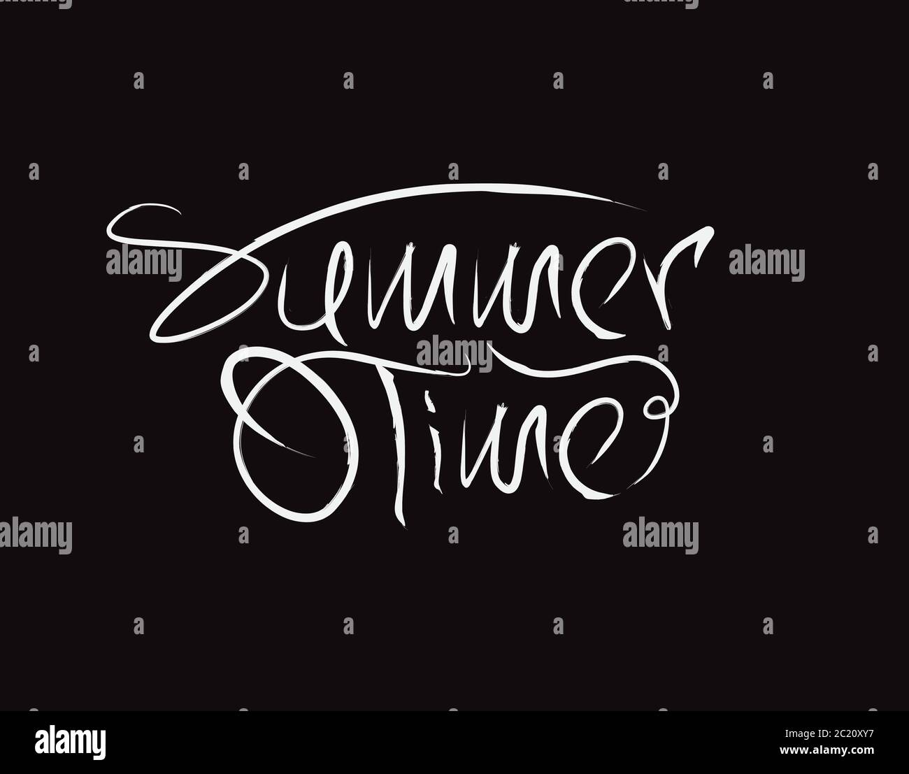 Summer Time lettering text on black background in vector illustration ...