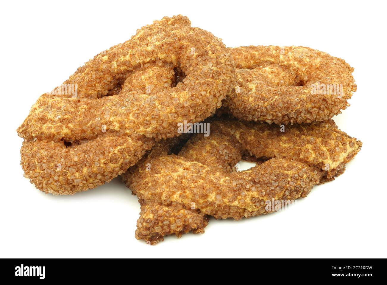 traditional Dutch cookies called "krakeling" on a white background ...
