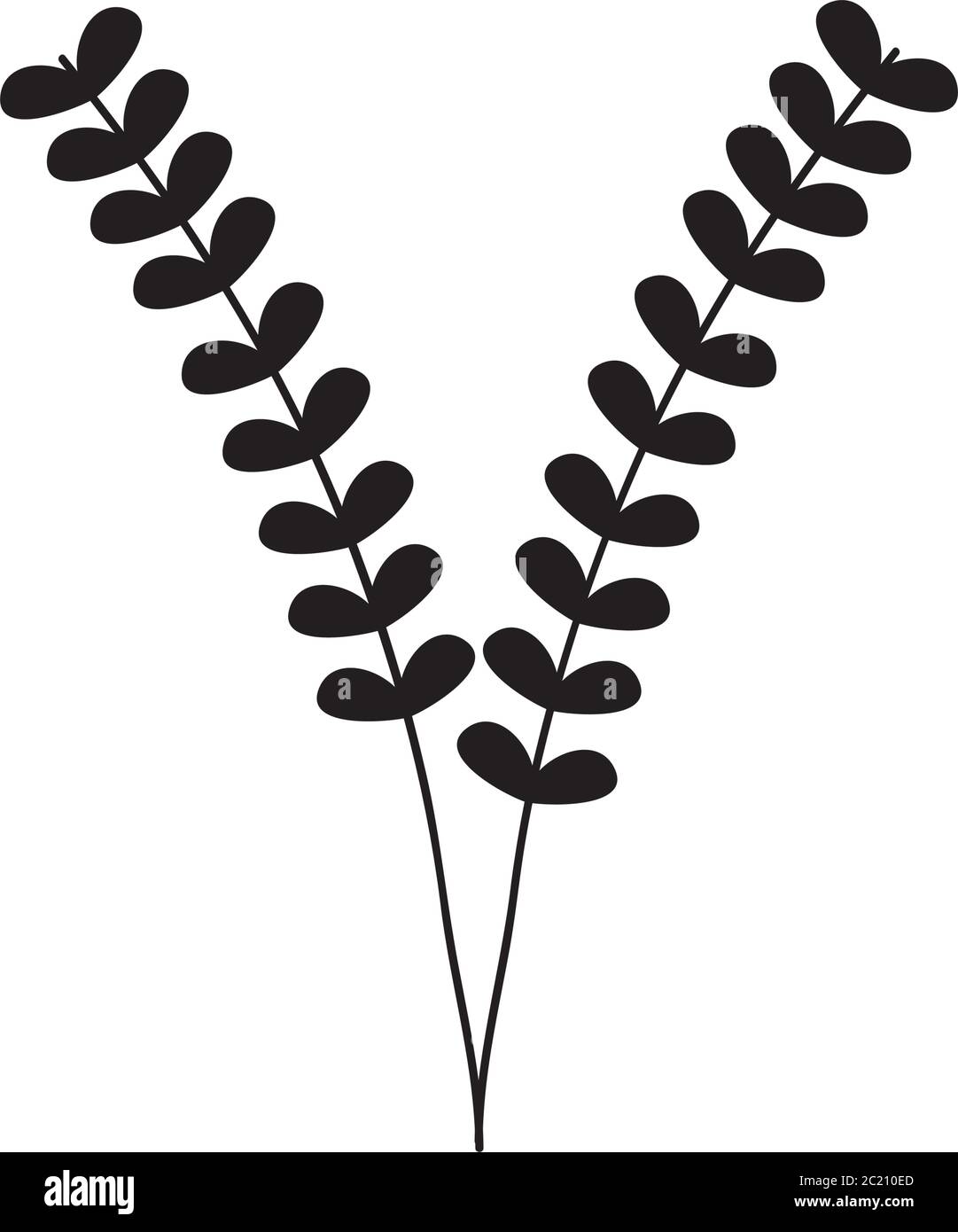 black locust leaf icon over white background, silhouette style, vector ...