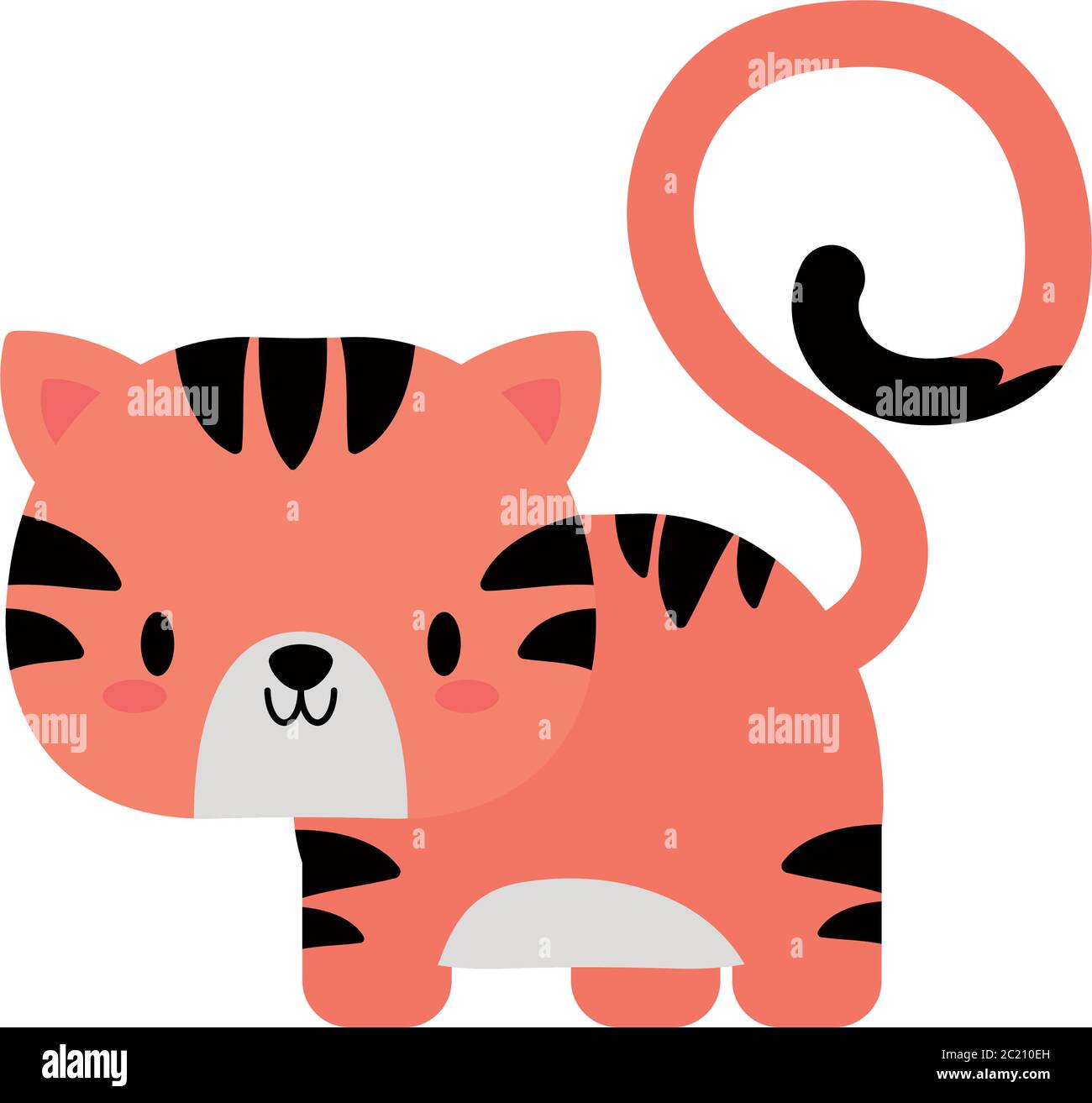 cute tiger baby kawaii, flat style icon vector illustration design ...